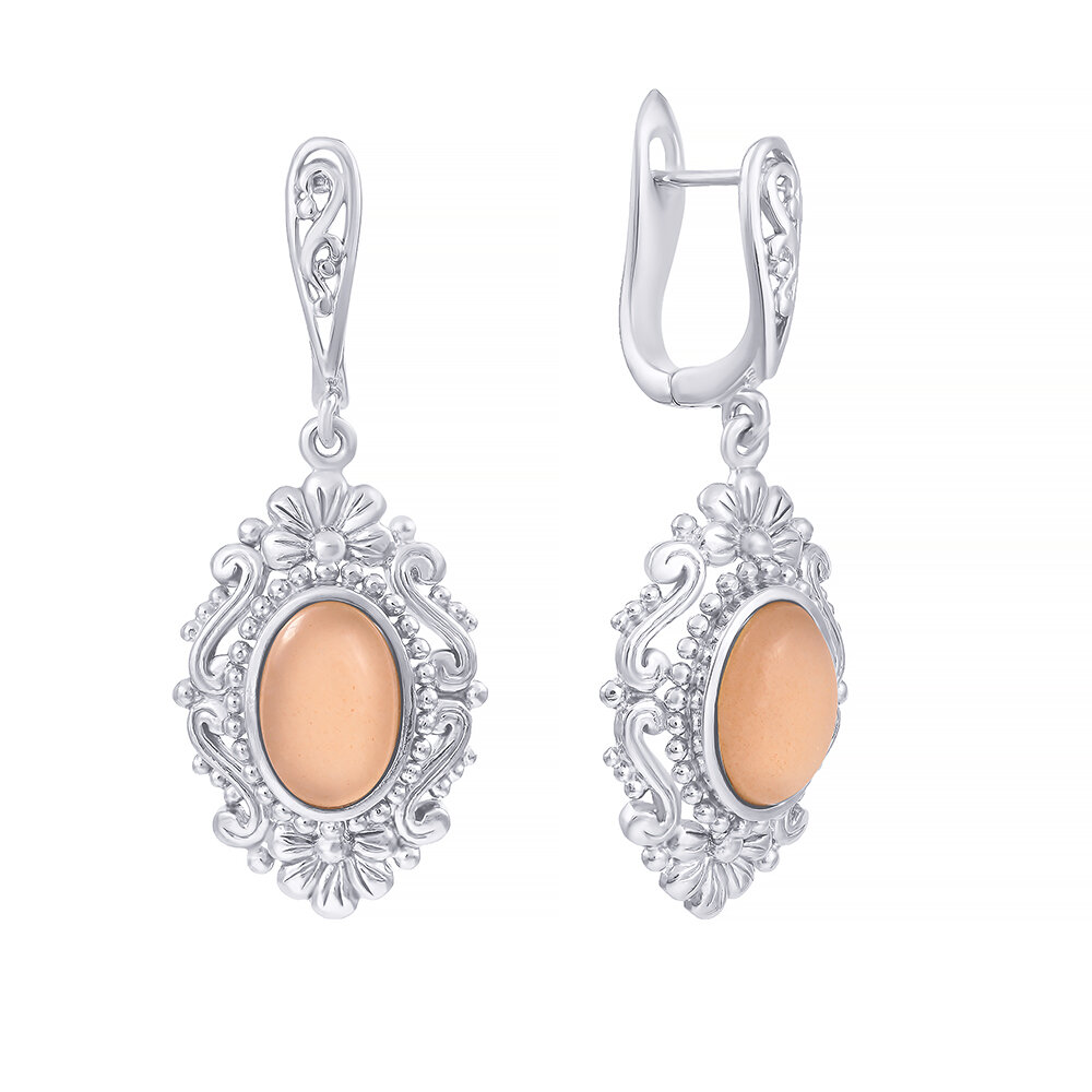 Серьги, серебро, 925 проба, лунный камень