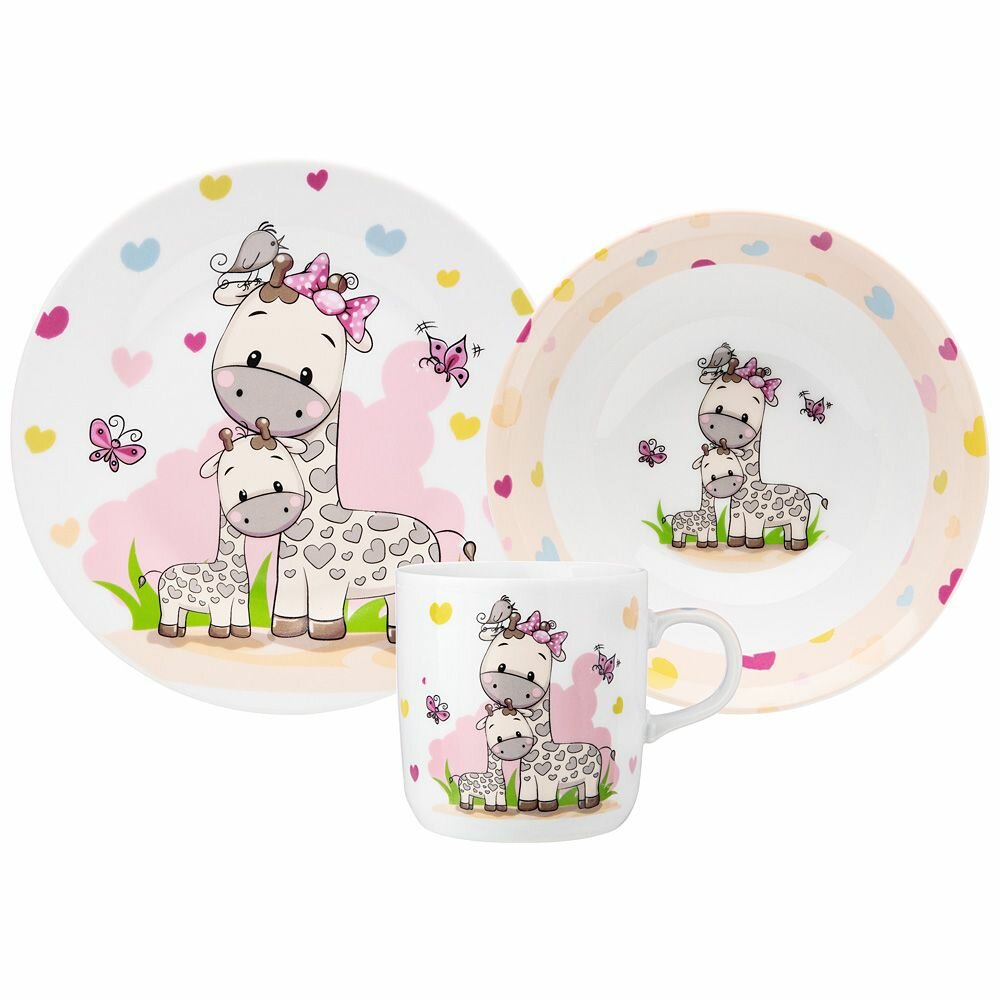 Детский набор посуды 3 предмета, для кормления "Жирафы" фарфор