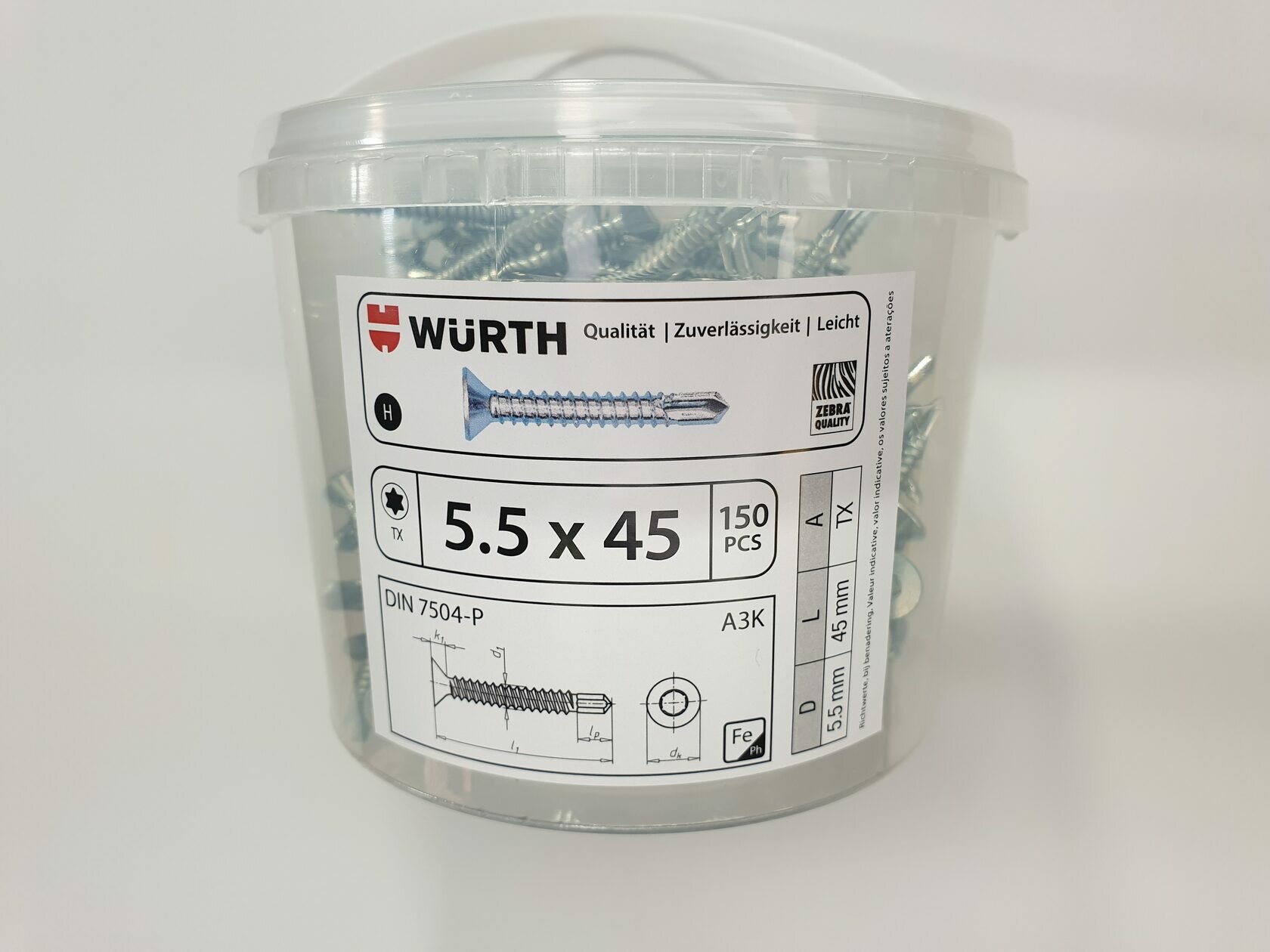 Саморез по металлу DIN 7504-P 5.5x45 (150 pcs) WURTH, Германия