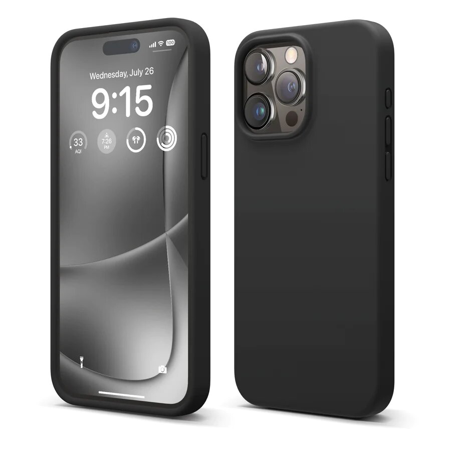 Elago для iPhone 15 Pro Max чехол Soft silicone (Liquid) Black