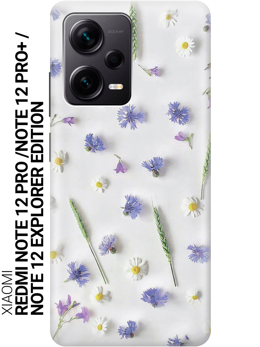Силиконовый чехол на Xiaomi Redmi Note 12 Pro / Note 12 Pro+ / Note 12 Explorer Edition с рисунком "Ромашки и колоски"