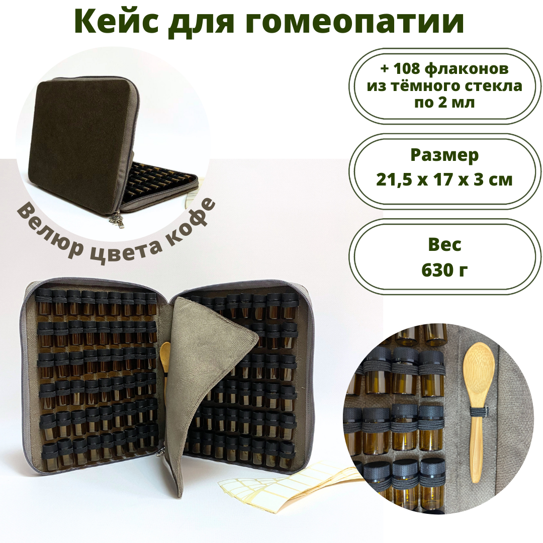Гомеопатическая аптечка, пенал, кейс для хранения гомеопатических препаратов на 108 флаконов по 2 мл
