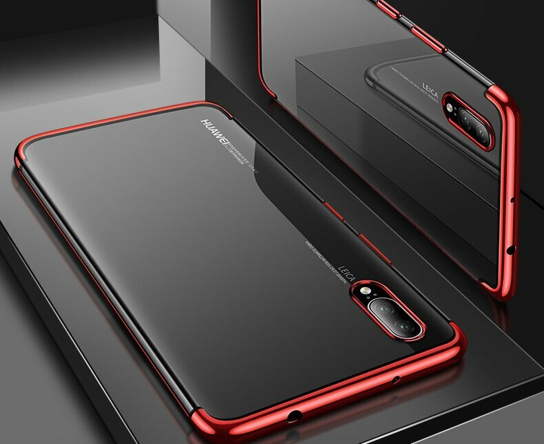 Чехол-накладка MyPads для Huawei P30 Lite / Huawei Nova 4E / Honor 20 Lite / Honor 20s (MAR-LX1H) прозрачная с цветными гранями красная