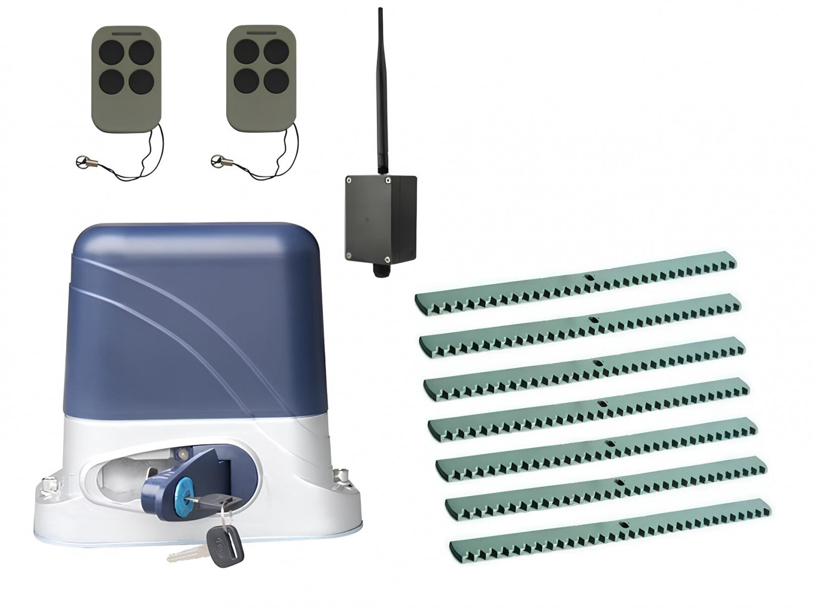 Автоматика для откатных ворот KSL-800 KIT-KR7-BT, комплект: привод, 2 пульта, Bluetooth-модуль, 7 реек