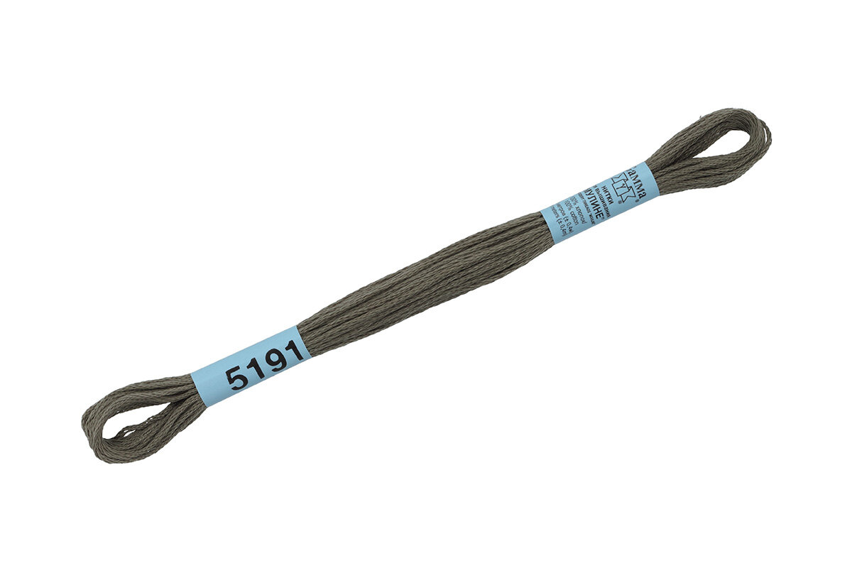 Мулине GAMMA нитки для вышивания 8м. 5191 серо-зеленый, 1 штука.