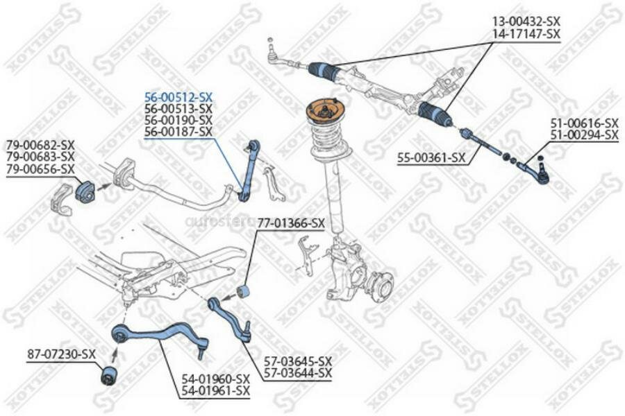 STELLOX 5600512SX тяга стабилизатора переднего левая!\ BMW E60/E61 all 03>