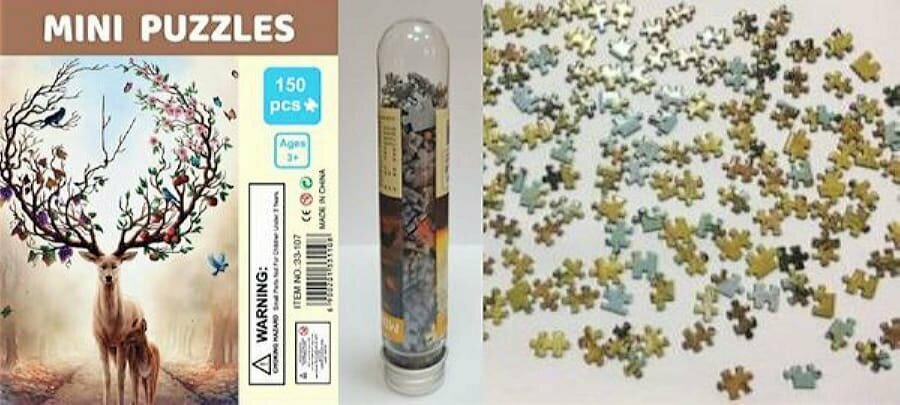 ПазлыВКолбе 150 деталей. Волшебные олени MINI PUZZLES (10*15 см) 33-107, (YIWU XINSHIXIAN ARTS AND CRAFT