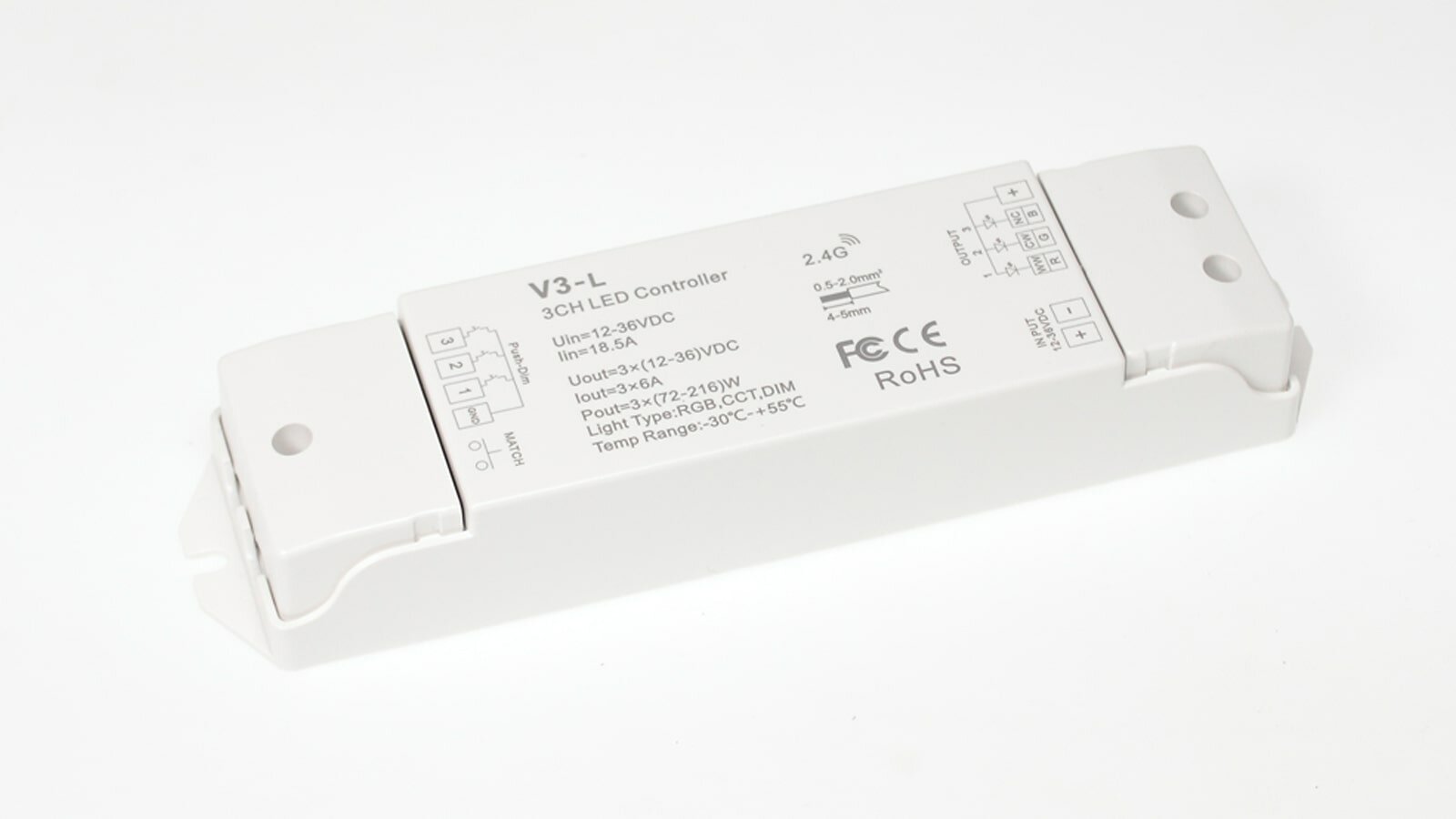 Контроллер V3-L IC41 RGB/CCT/DIM (12-36V, 3ch x 6A, 216/432/648W)