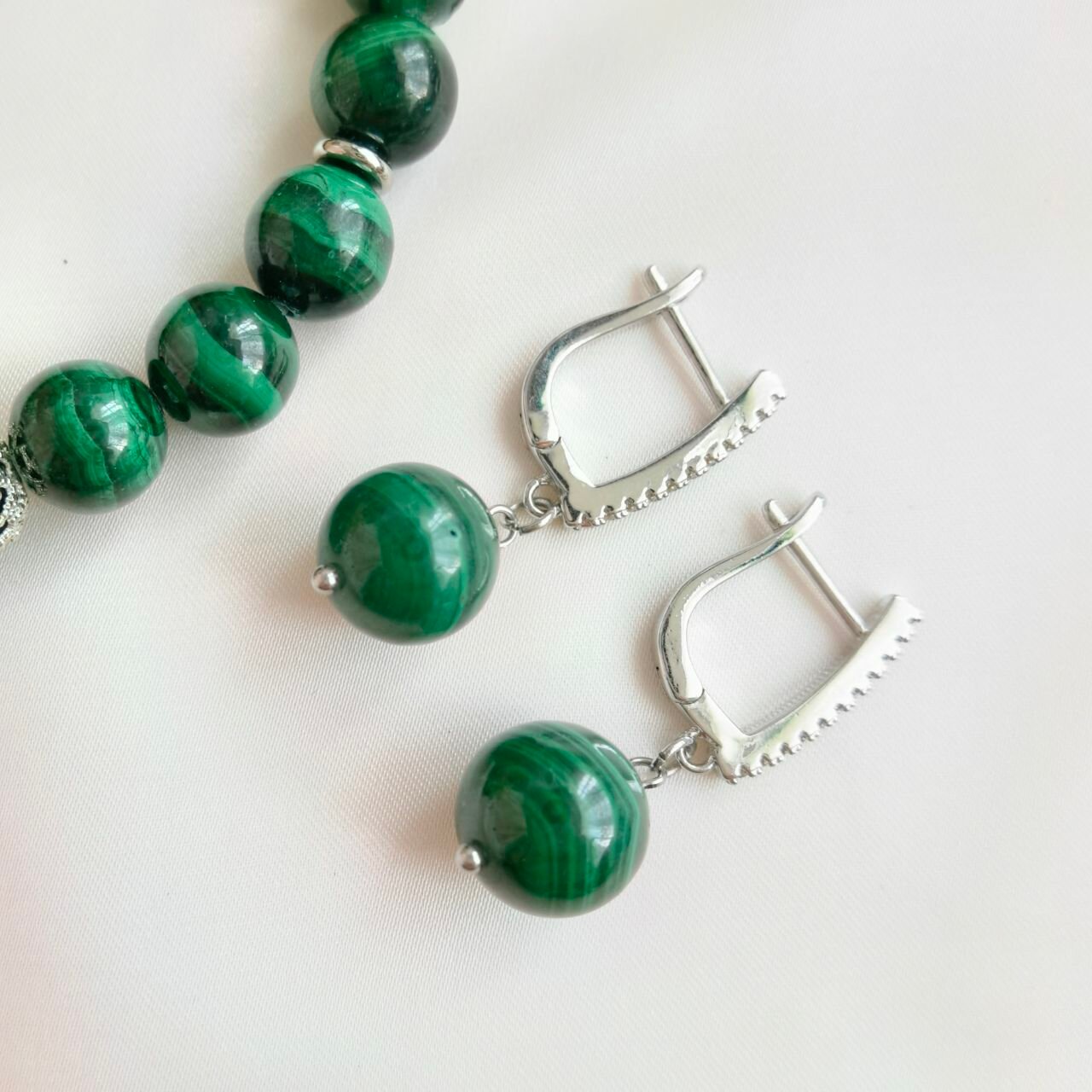 Серьги, малахит