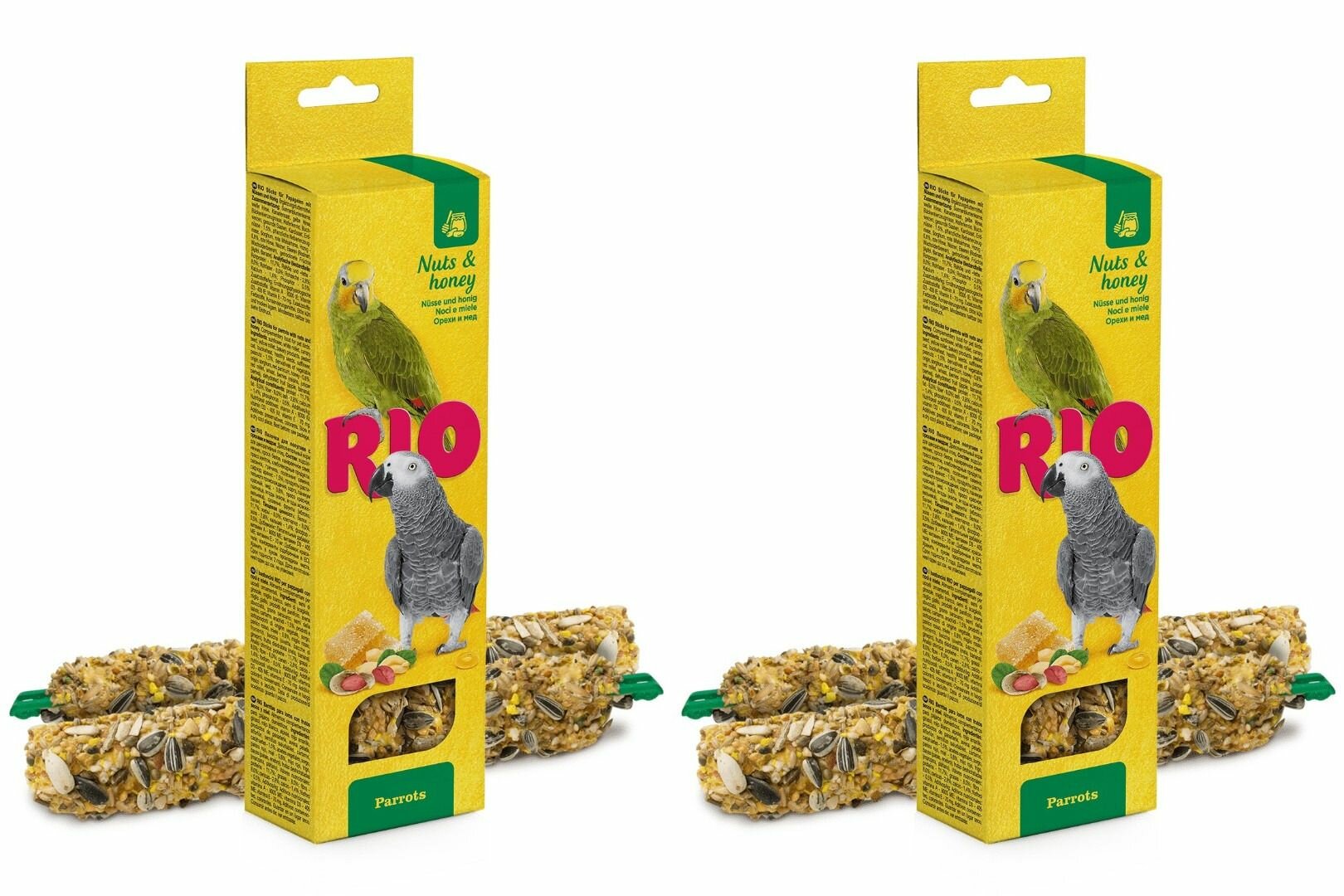 RIO Лакомство для попугаев Палочки с Медом и орехами, 2 шт по 90 г, 2 уп