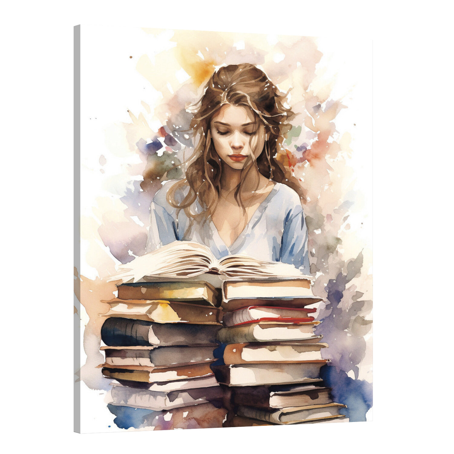 Интерьерная картина 50х70 "Девушка и книги"
