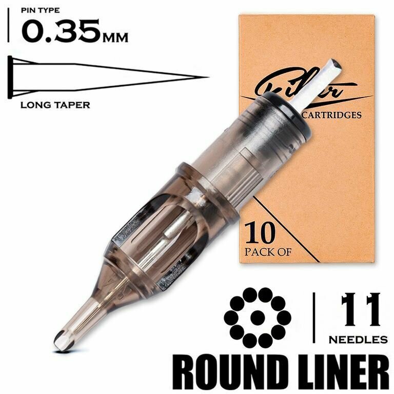 Картриджи для тату и татуажа EZ FILTER Round Liner 11RLLT/0.35мм 10 шт/уп