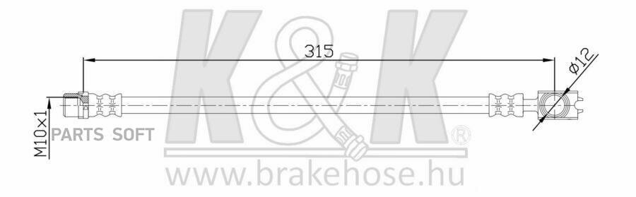 FT0337 K&K Шланг тормозной задн AUDI: A6/AVANT/ 1.8 T QUATTRO, 2.8 30V QUATTRO/2.5 TDI QUATTRO 97-