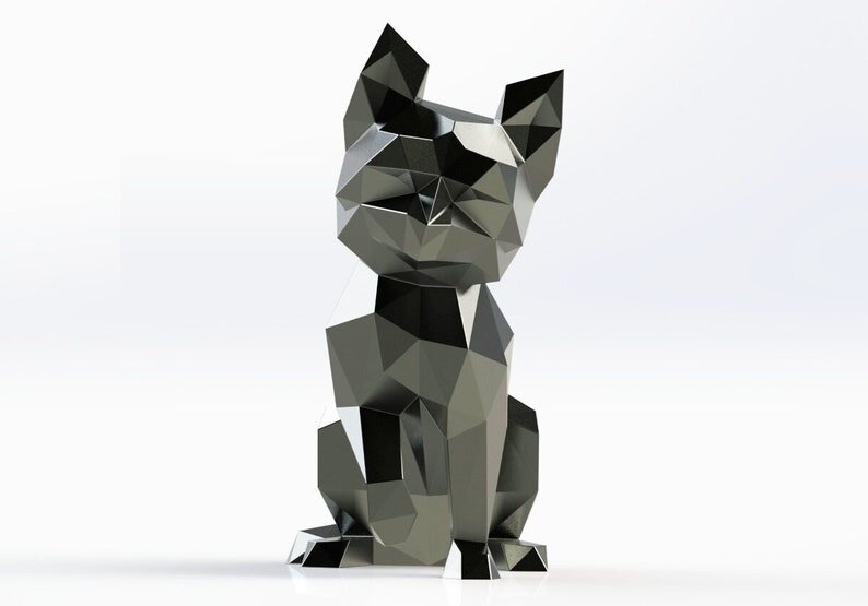 Полигональная фигура йоркширский терьер, Собака, геометрический полигональный металлический декор интерьера
