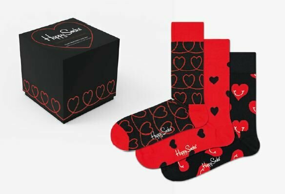 Носки Унисекс носки Happy socks 3-Pack I Love You Socks Gift Set XLOV08, комплект