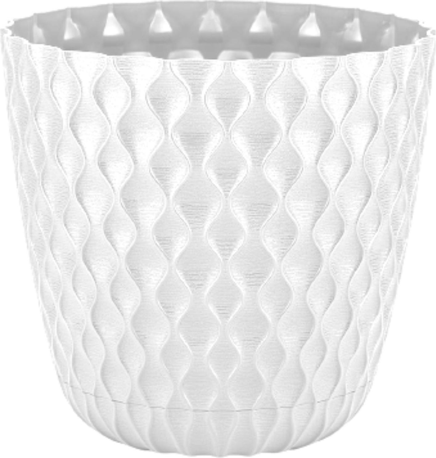 Горшок для цветов InGreen / Ин Грин Wave с дренажной сеткой и съемным поддоном, из полипропилена, белоснежный жасмин, диаметром 27см, объемом 10л