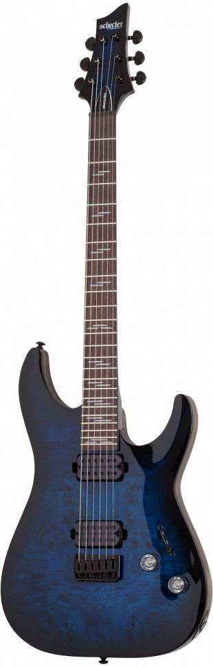 SCHECTER OMEN ELITE-6 STBB - электрогитара, 24 лада, корпус: махагон c топом из капа, гриф: клён, накладка: палисандр, звукосниматели: HH Schecter Diamond Heretic, регулировки: громкость, тон, 5-ти позиционный переключатель, цвет: See-Thru Blue Burst (STB