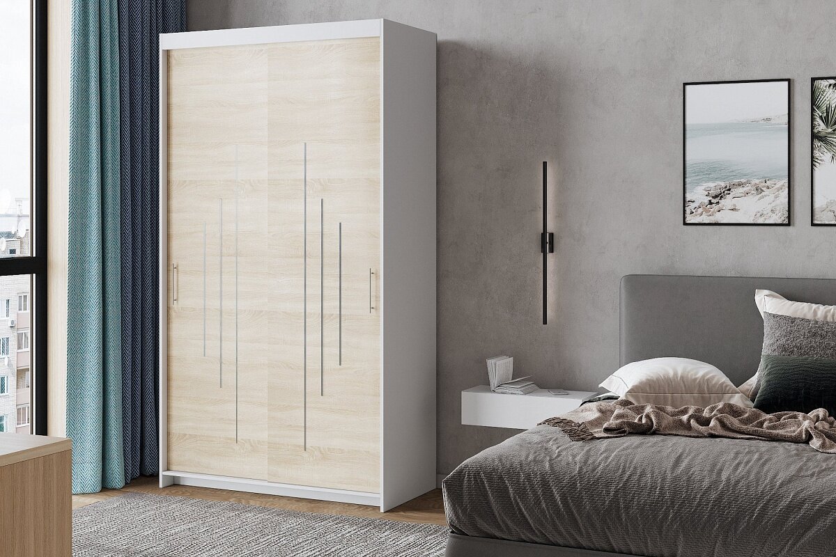 Шкаф-купе МебельЛэнд24 Валмиера - 2 100x50x190 для одежды двухдверный