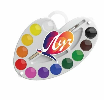 Акварель "Палитра" 12 цветов с кистью