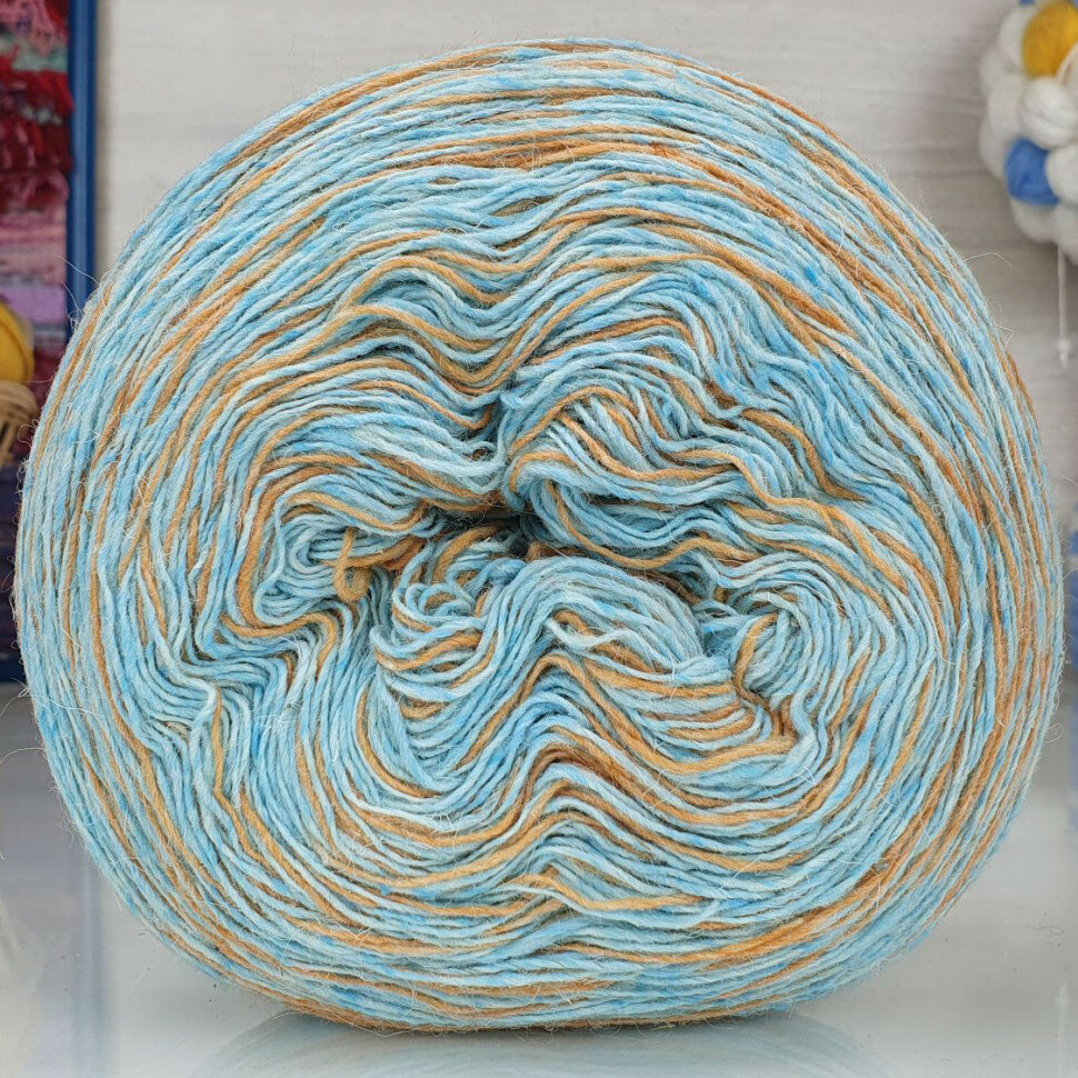 Пряжа Рассказовская ангорка меланж 44 оранж/гол (2 мотка)