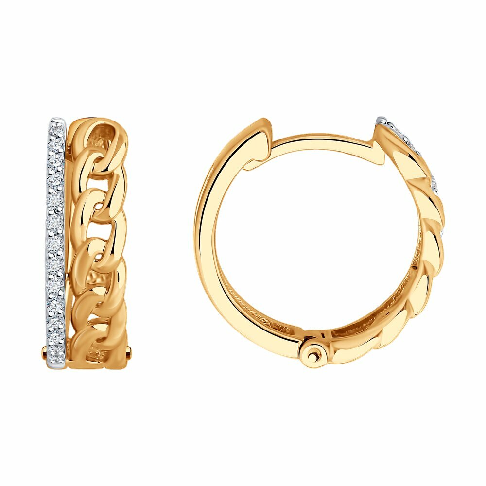 Серьги, красное золото, 585 проба, бриллиант