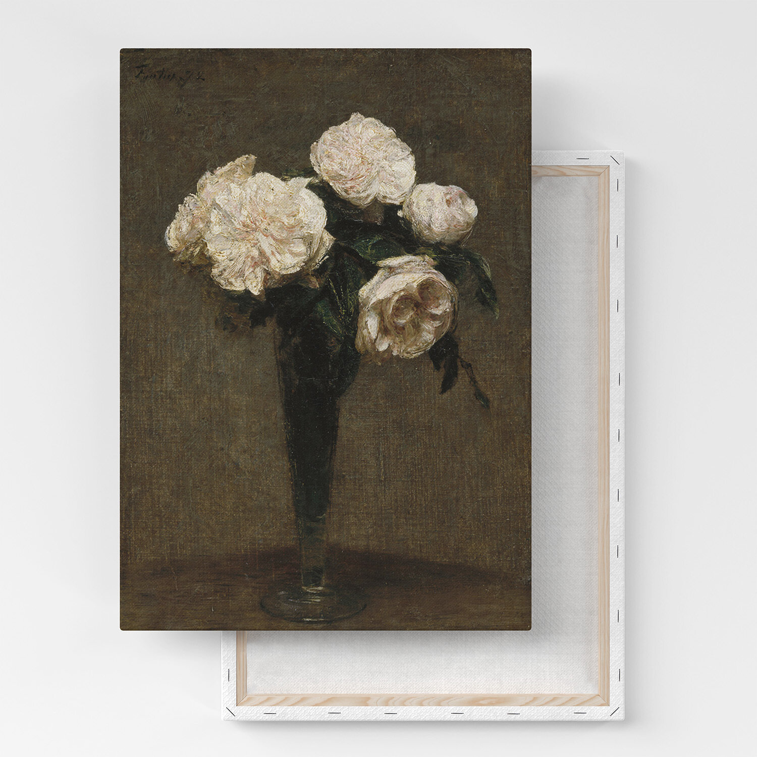 Картина на холсте, репродукция / Анри Фантен-Латур - Roses in a Vase / Размер 40 x 53 см