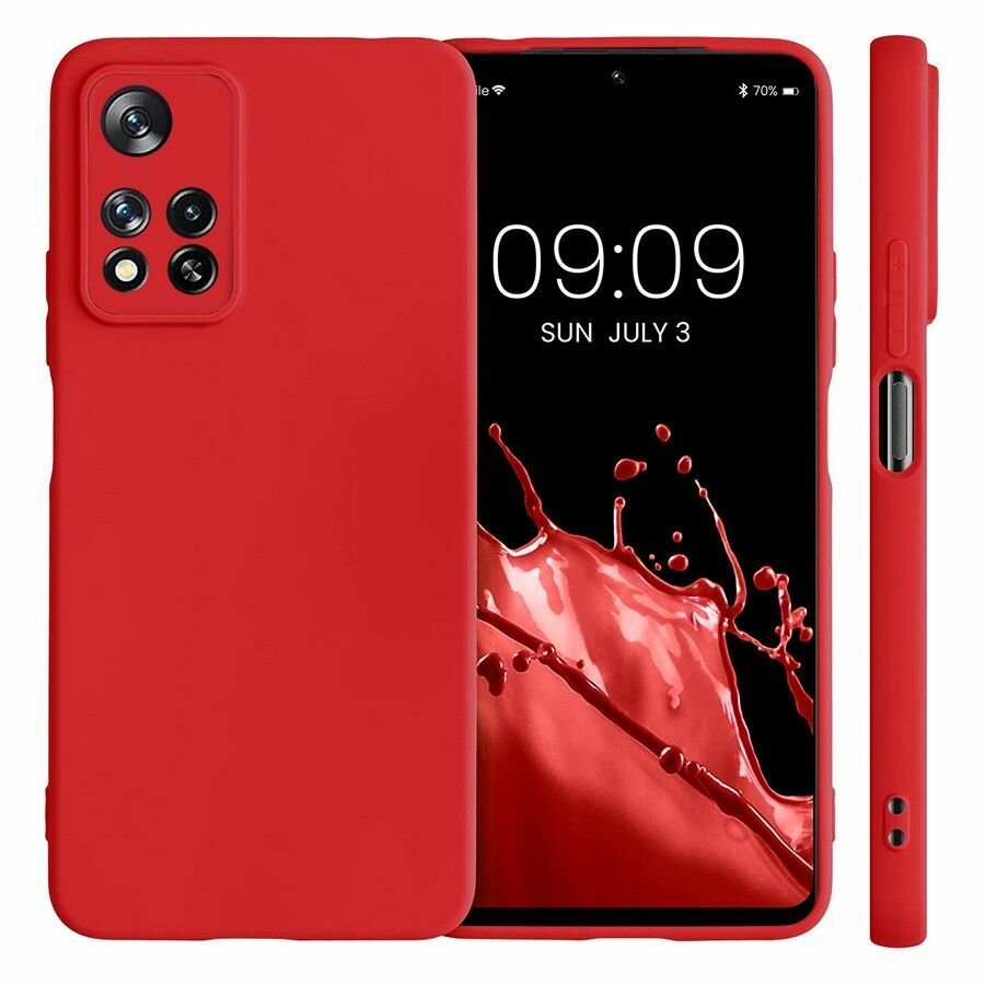 Силиконовая накладка Silky soft-touch для Xiaomi Redmi ( Note 11 5G)/ Poco M4 pro 5G красный