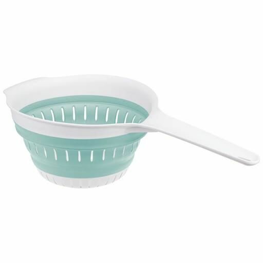 Дуршлаг складной флекс 1,3 л с ручкой белый и бирюзовый
