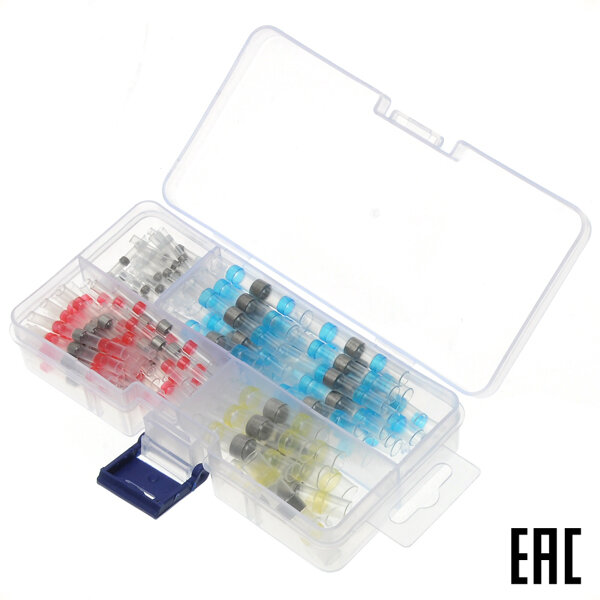 Набор 83606 ПК-Т-100 гильз под пайку с термоусаживаемой изоляцией 0,25-6мм2 (100шт) (КВТ)