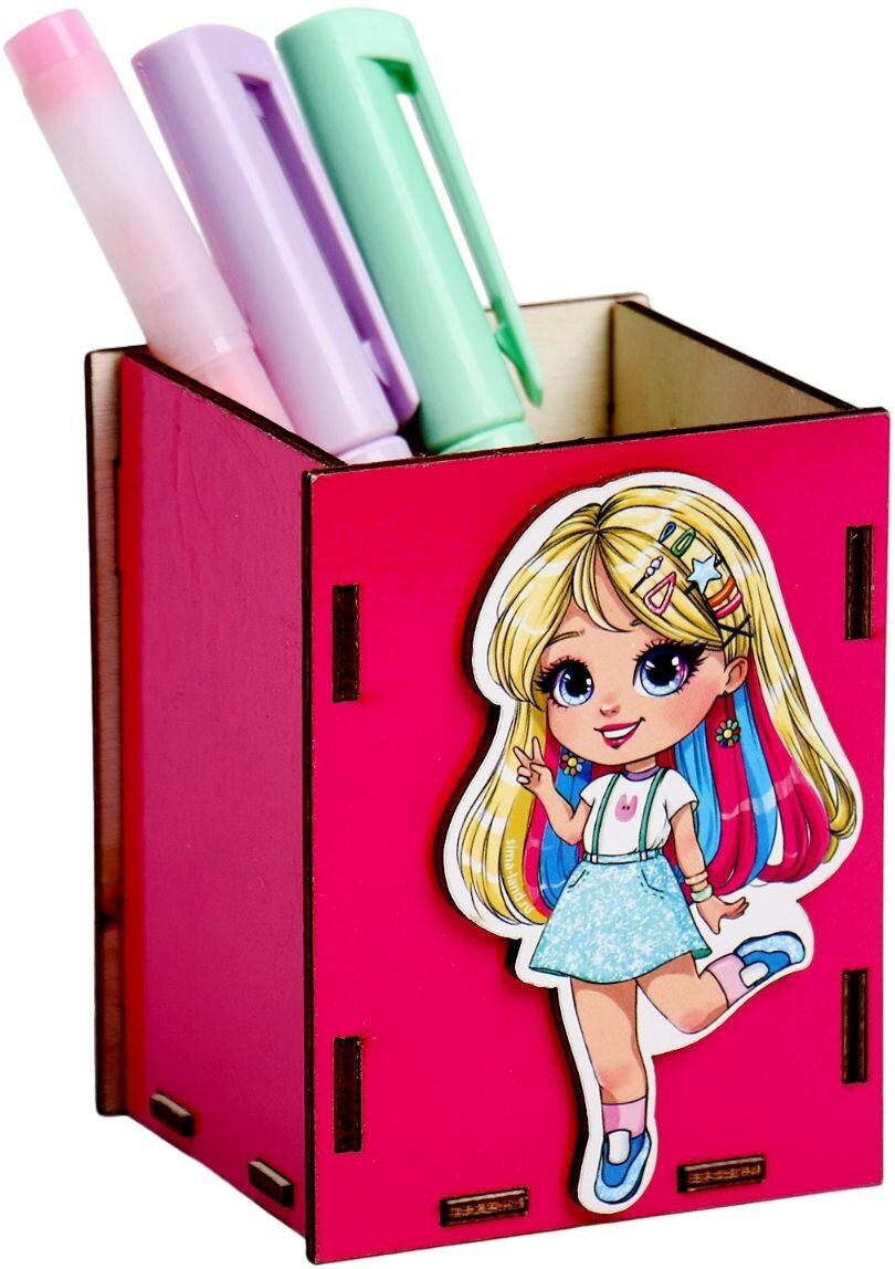 Карандашница из дерева "Милашка", детский настольный органайзер для канцелярии