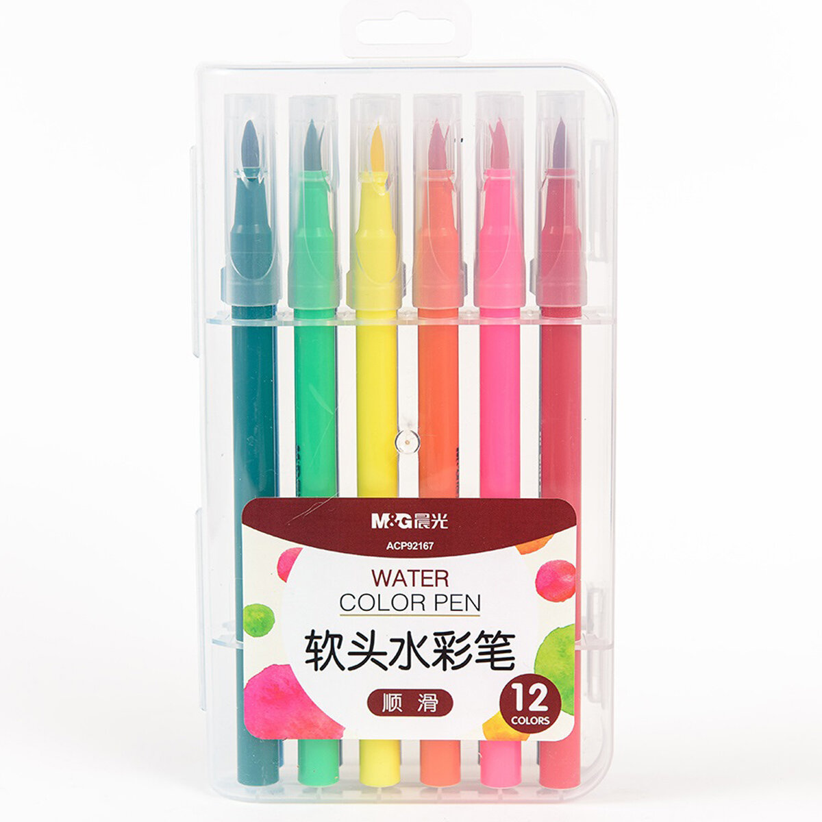 Фломастеры 12 цв. кисть, наконечник пласт. упак. арт. ACP92167, 6933631515992