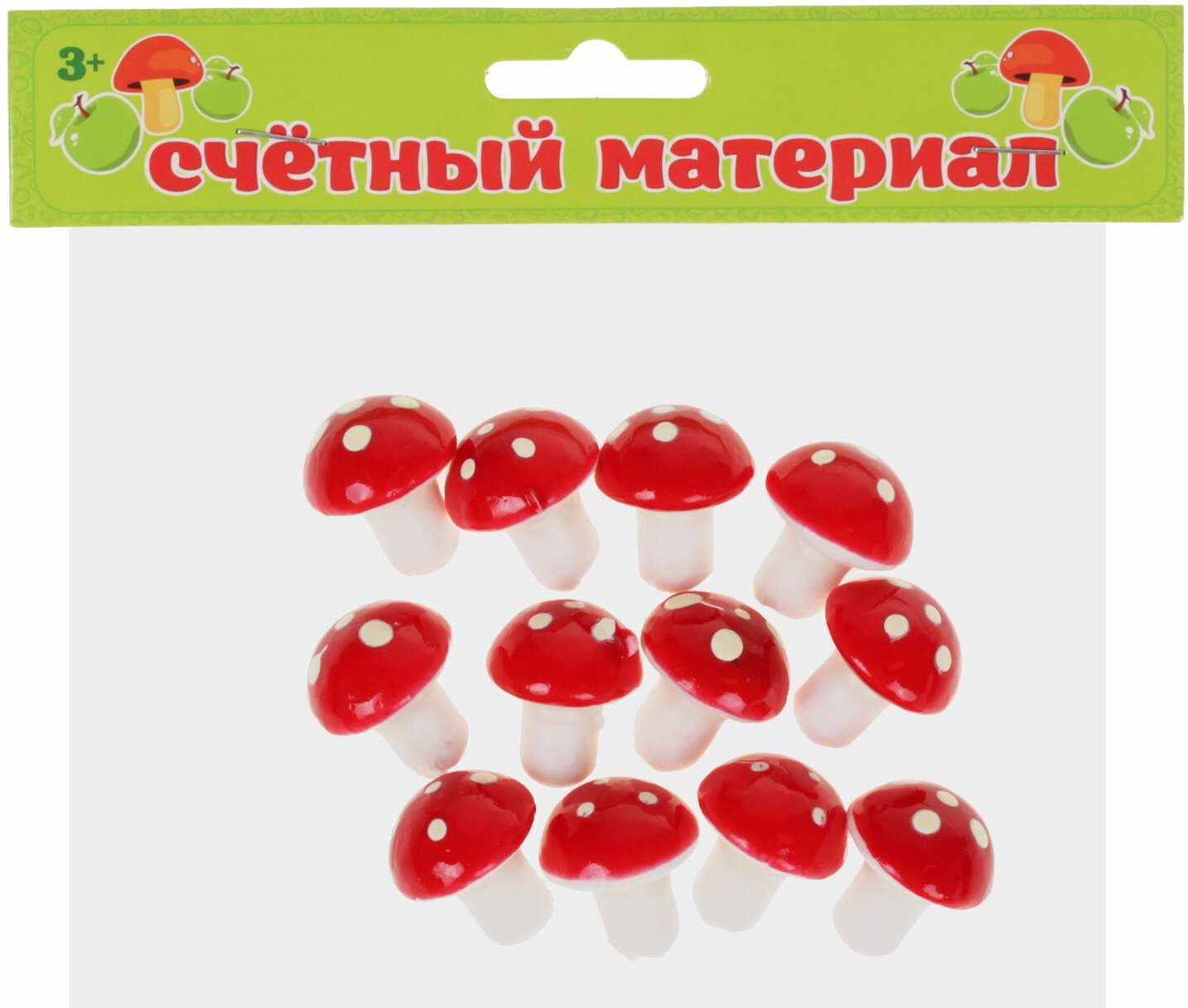 Счётный материал "Грибочки для детей, игровой набор для обучения счету, развитие воображения и логического мышления, в комплекте 12 штук, размер грибочка: 2,5 см