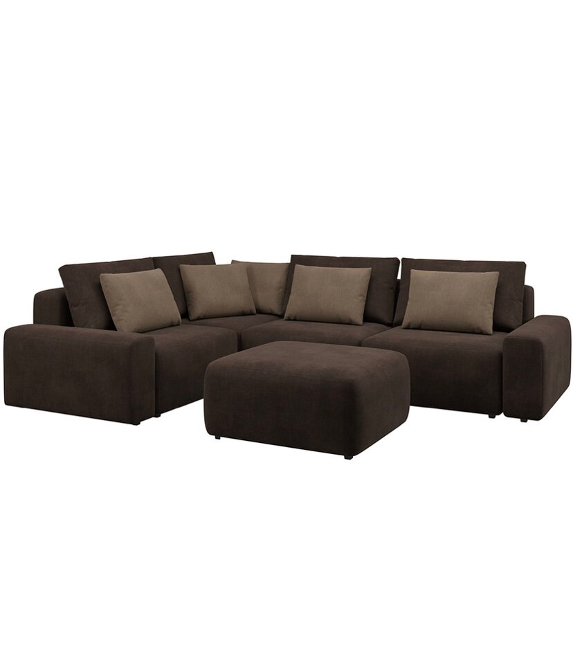 Диван модульный DiHall "Гунер 1", механизм еврокнижка, коричневый, велюр