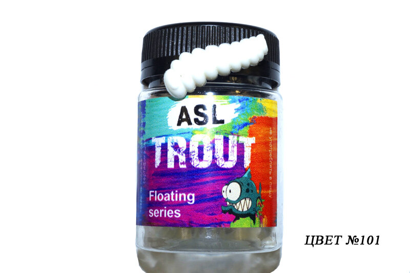Силиконовая приманка ASL на форель "Личинка" цвет №101, L- 3см (1,4"), 10шт/уп