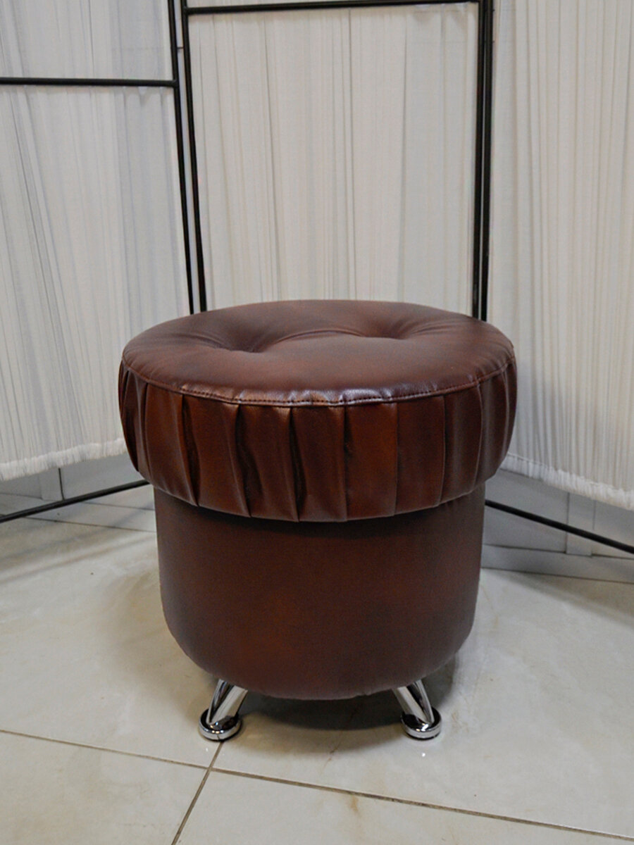 Прочный круглый пуфик на ножках для прихожей 103, Искусственная кожа, 46х46х46 см.