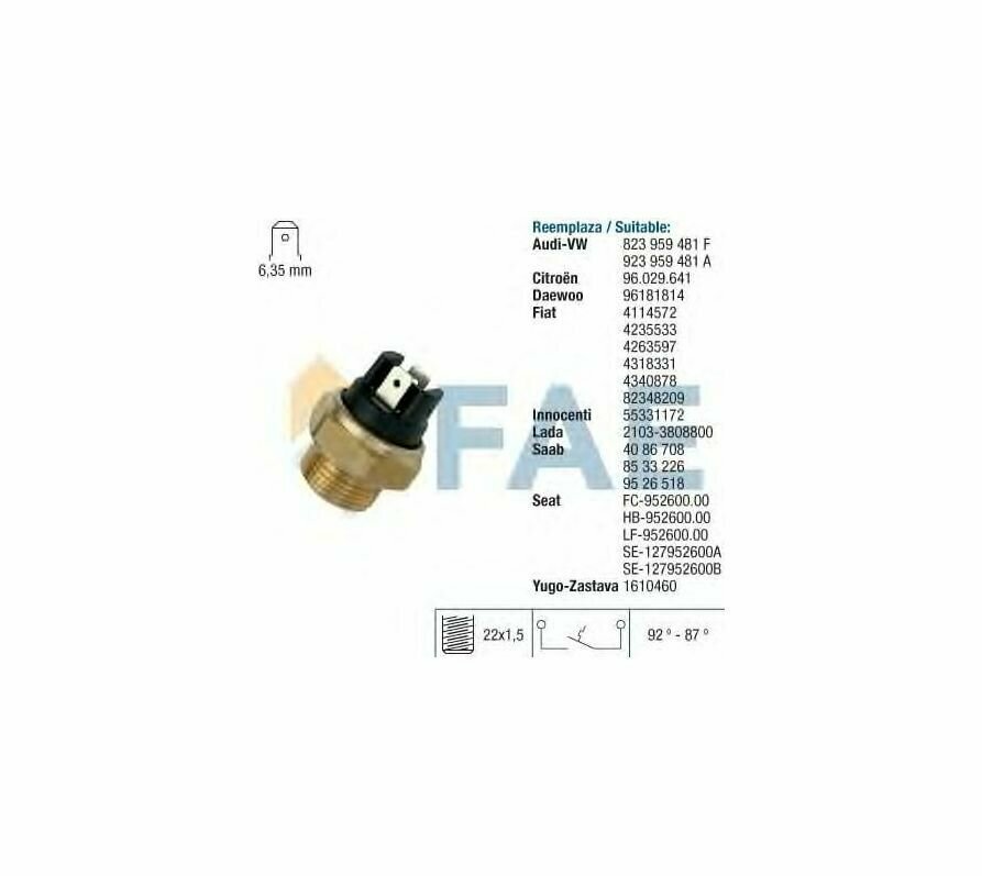 Датчик Включения Вентилятора FAE арт. 37310