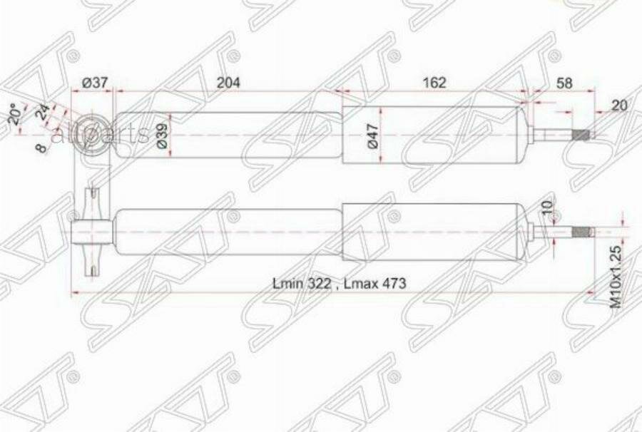 SAT ST-48500-29705 Амортизатор передний TOYOTA LITE/TOWNACE 2WD 98-01 LH=RH