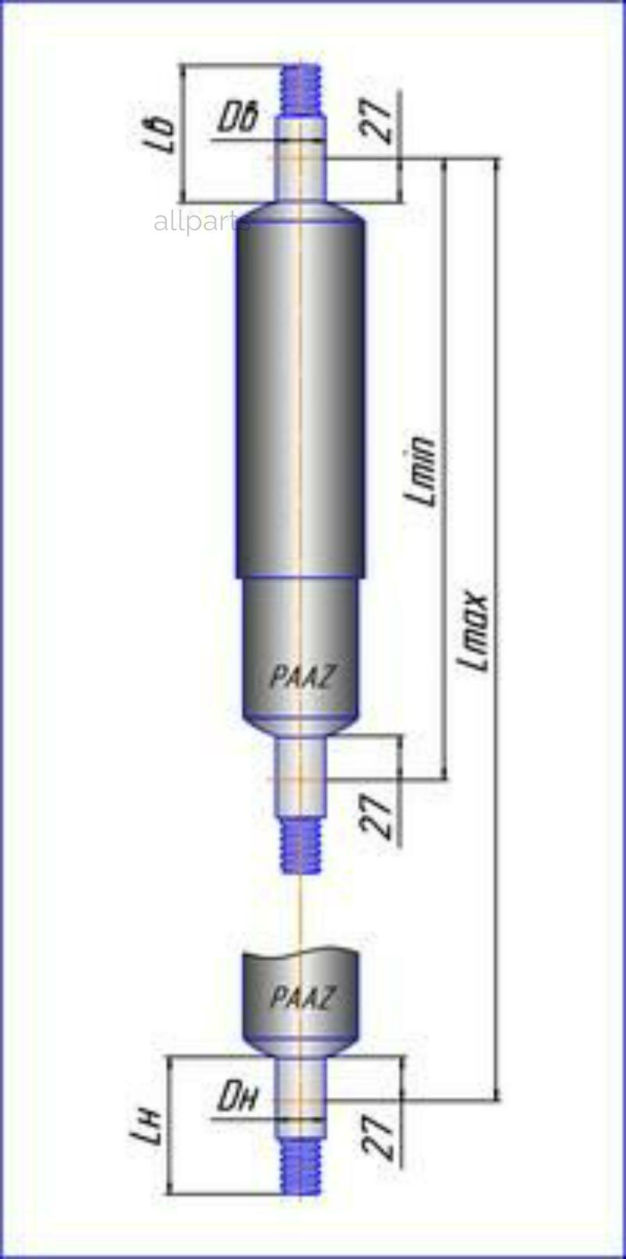 PAAZ P5032905005 амортизатор подвески! 450-630 I/I 26x90 26x92\ МАЗ 103/104/104С/105/107/152