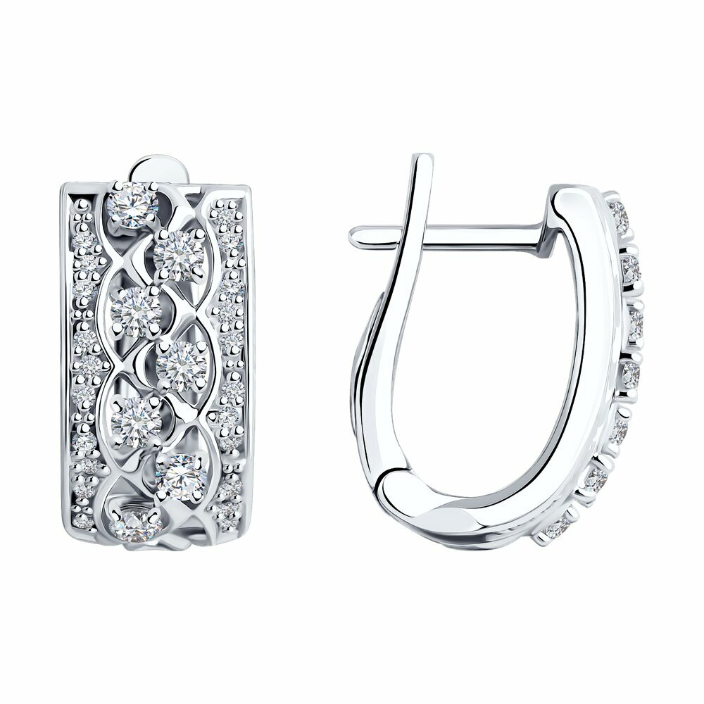 Серьги, белое золото, 585 проба, бриллиант