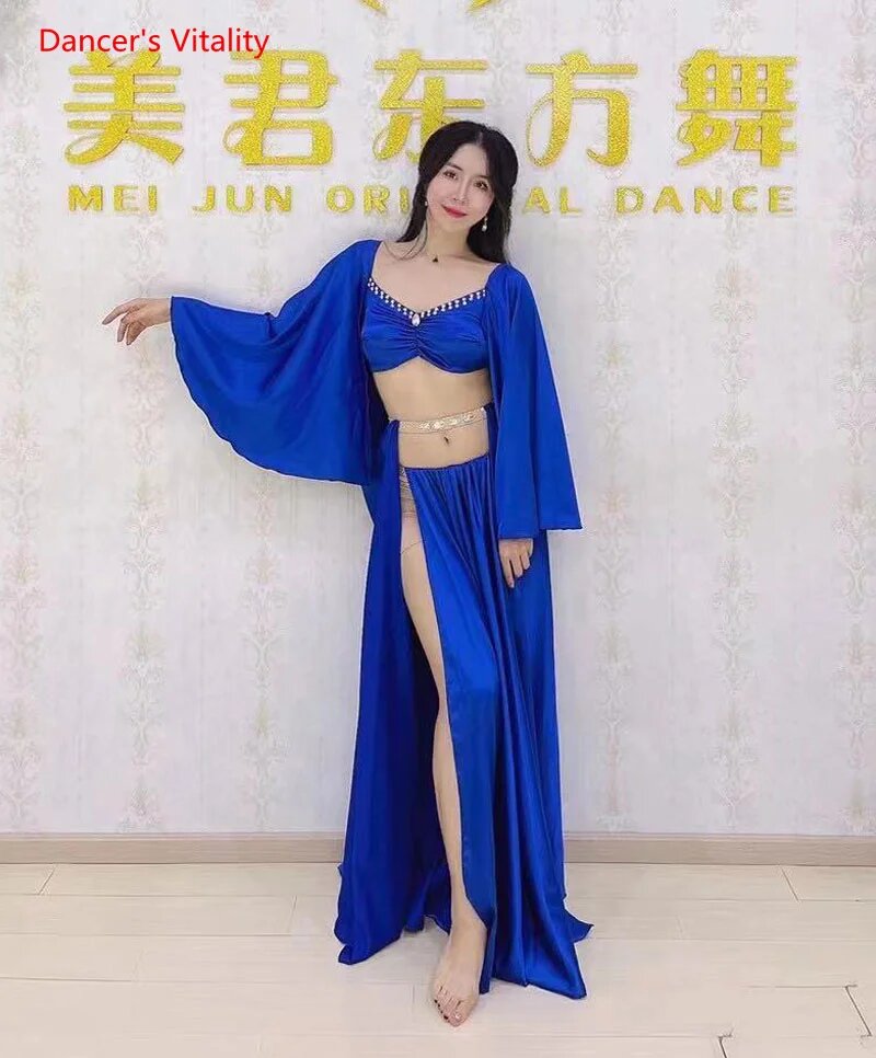 Танцевальный костюм для танца живота Dancer's Vitality, топ+юбка, атлас, XXL, Синий, Синий