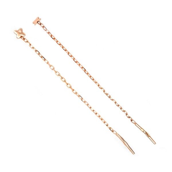 Серьги цепочки, красное золото, 585 проба