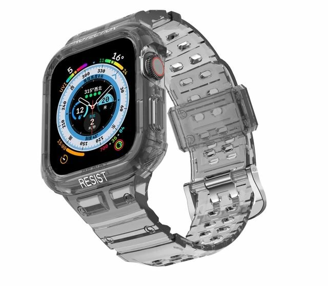 Ремешок Apple Watch 44/45 mm ModMac с защитным бампером Cear Black