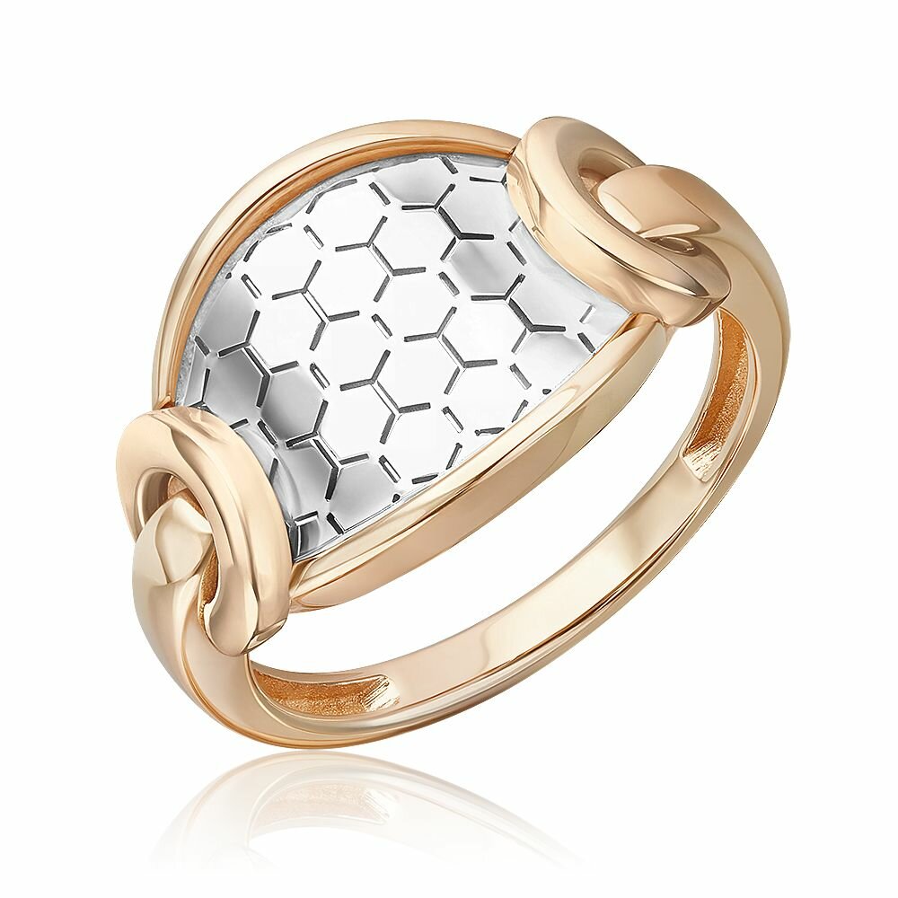 Кольцо, комбинированное золото, 585 проба, родирование