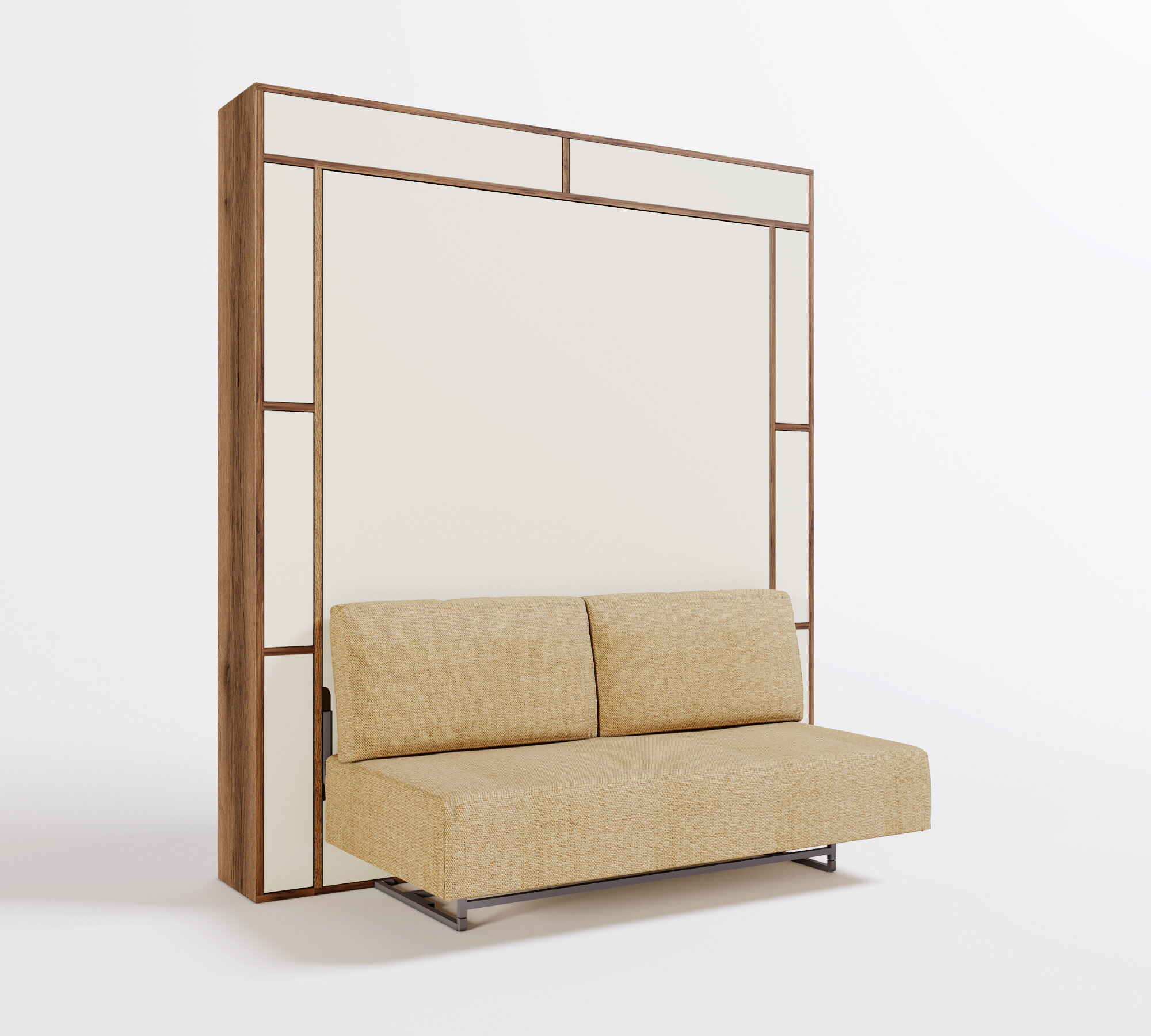 Шкаф кровать-трансформер с диваном Летто Пуф 1600 Форма Янтарь