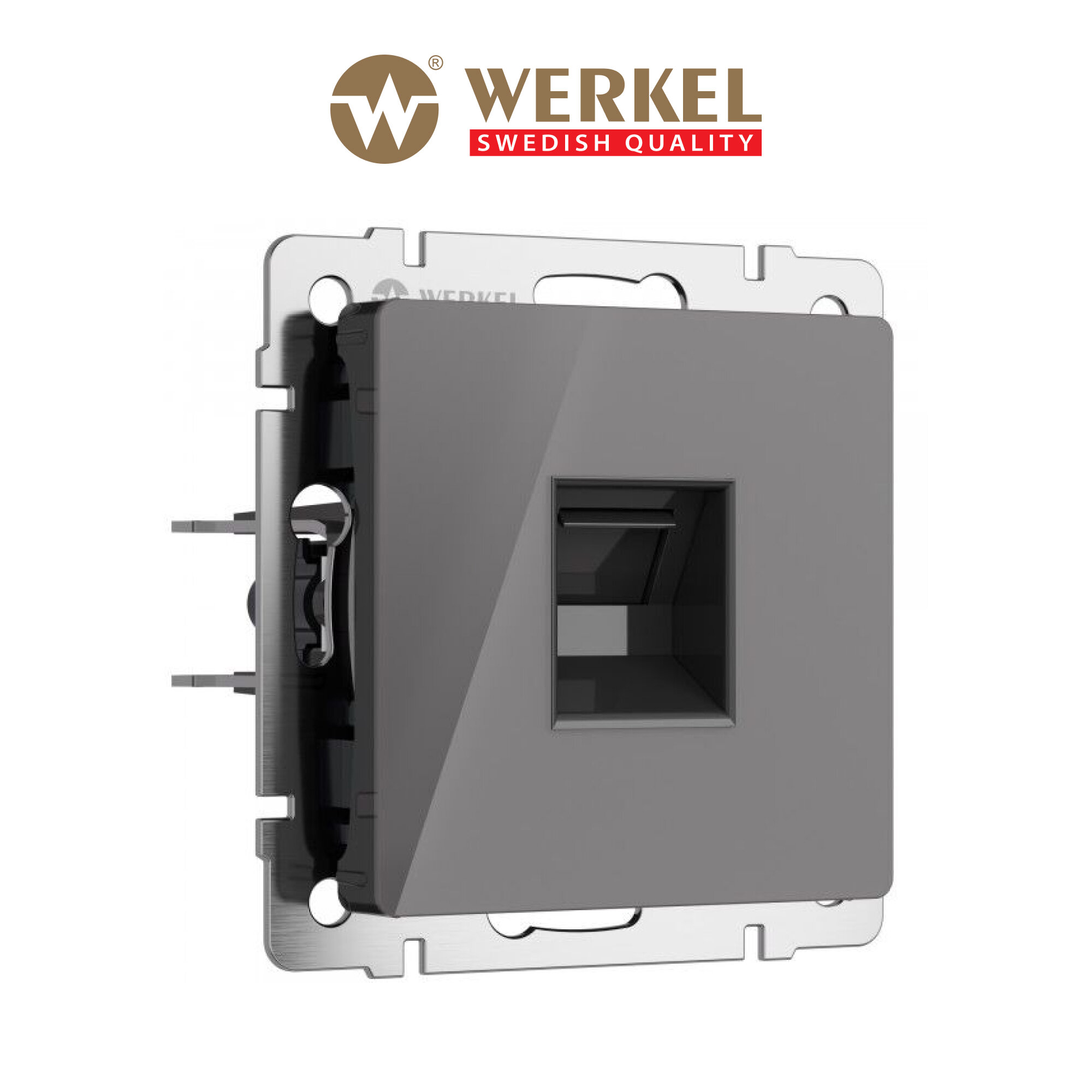 Встраиваемая розетка Ethernet RJ-45 Werkel W1181044, цвет графит акрил, IP20