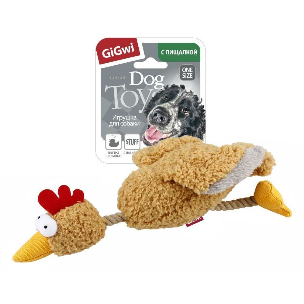 75537 Игрушка для собак Курица с пищалкой 36см, серия CATCH & FETCH, Gigwi — фото 1