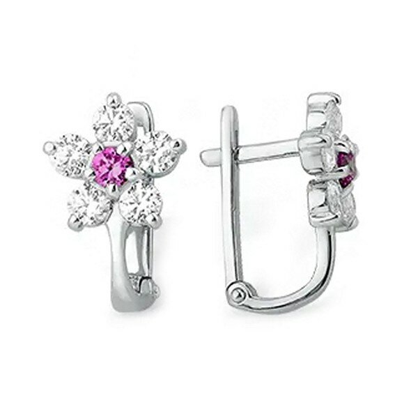 Серьги, серебро, 925 проба, родирование, фианит