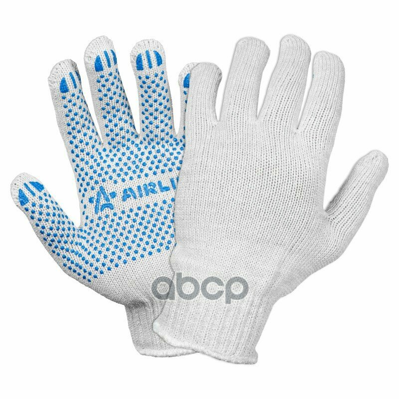 Перчатки трикотажные ХБ с ПВХ покрытием (5 пар) AIRLINE арт. ADWG035