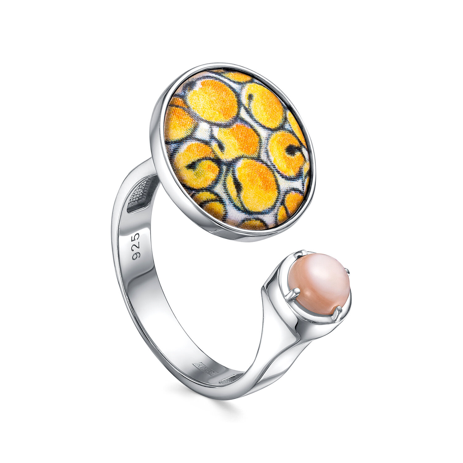 Кольцо, серебро, 925 проба, перламутр