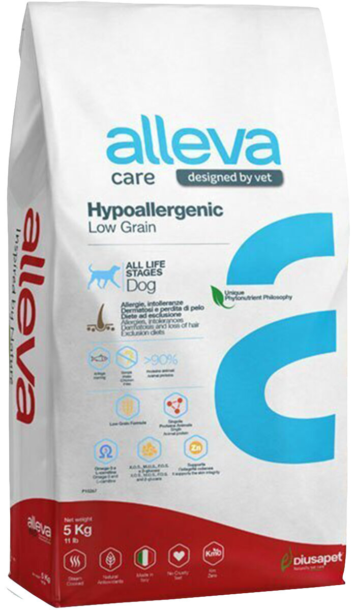 ALLEVA CARE ADULT DOG HYPOALLERGENIC LOW GRAIN низкоз для взр собак всех пород при пищевой аллергии 5 кг